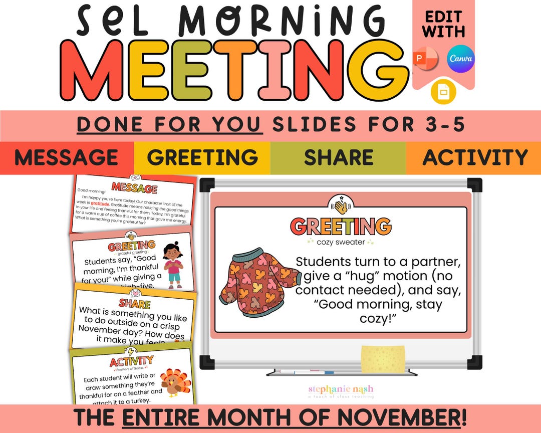 SEL Morning Meeting Slides 3rd, 4th Grade, 5th Grade Morning Meeting ...