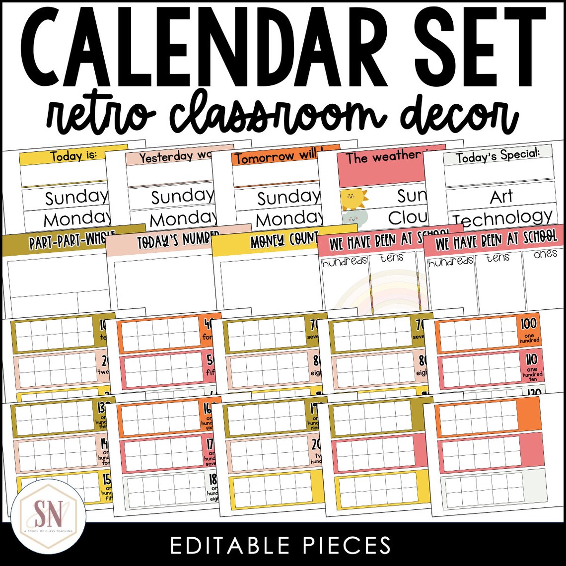Retro Classroom Decor | Calendar Kit - Etsy