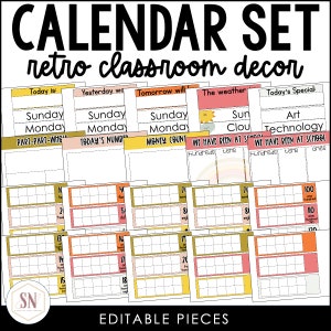 Retro Classroom Decor | Calendar Kit - Etsy