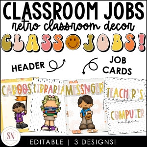 Retro Classroom Decor | Classroom Jobs Display - Etsy