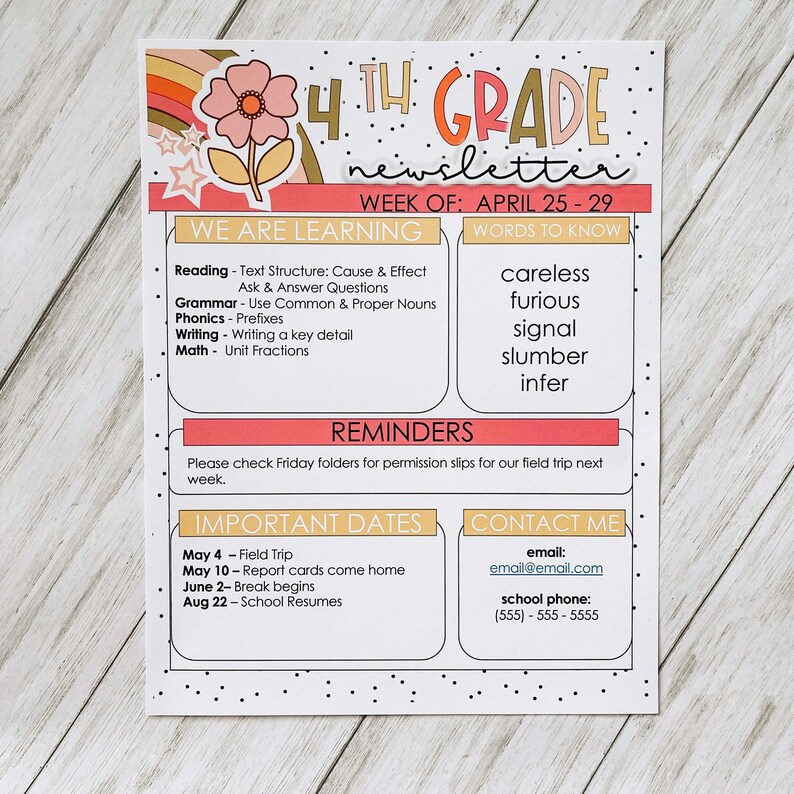 Retro Classroom Newsletter Templates - Etsy