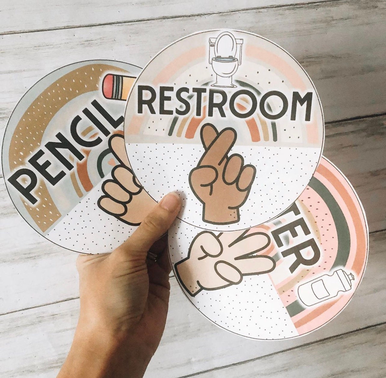 Boho Rainbow Hand Signal Posters - Etsy