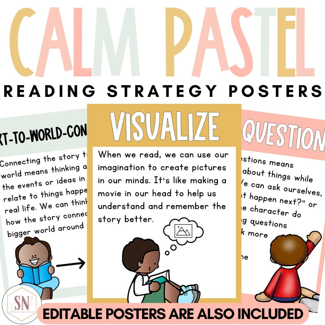 Calm Pastel Classroom Decor | Reading Strategy Posters | Editable ...