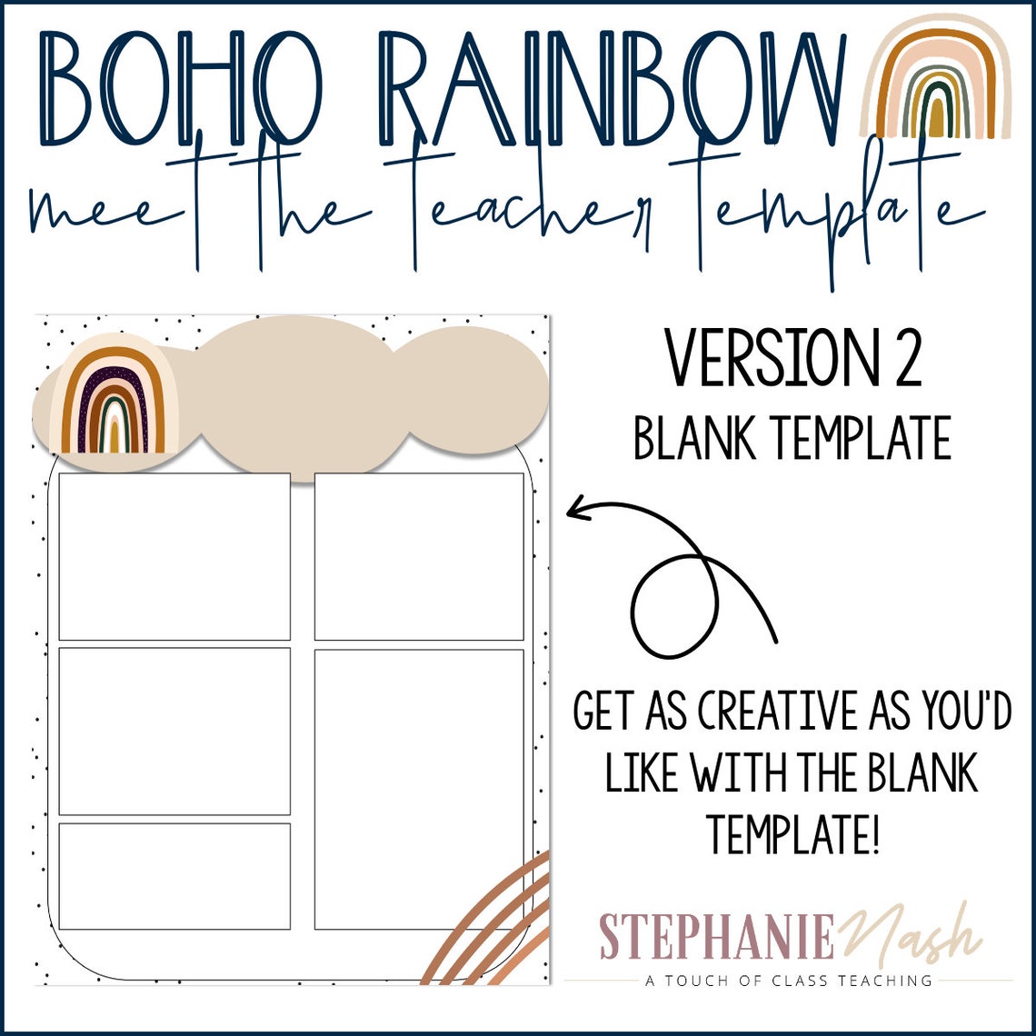 Boho Rainbow Meet the Teacher Templates - Etsy
