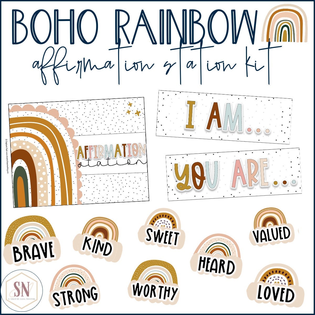 Boho Rainbow Classroom Affirmation Station - Etsy