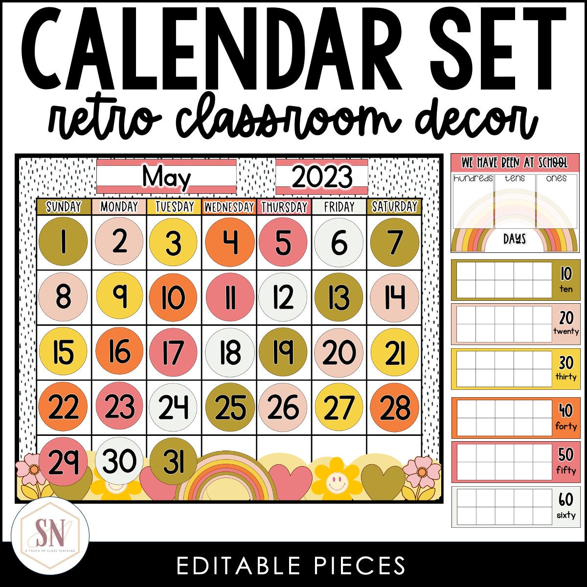 Retro Classroom Decor | Calendar Kit - Etsy
