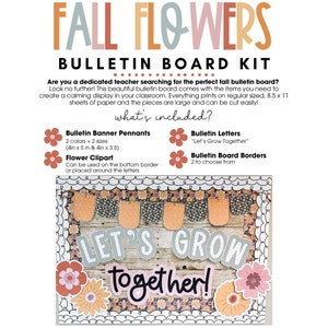 Fall Bulletin Board | Retro Flowers Bulletin Board - Etsy