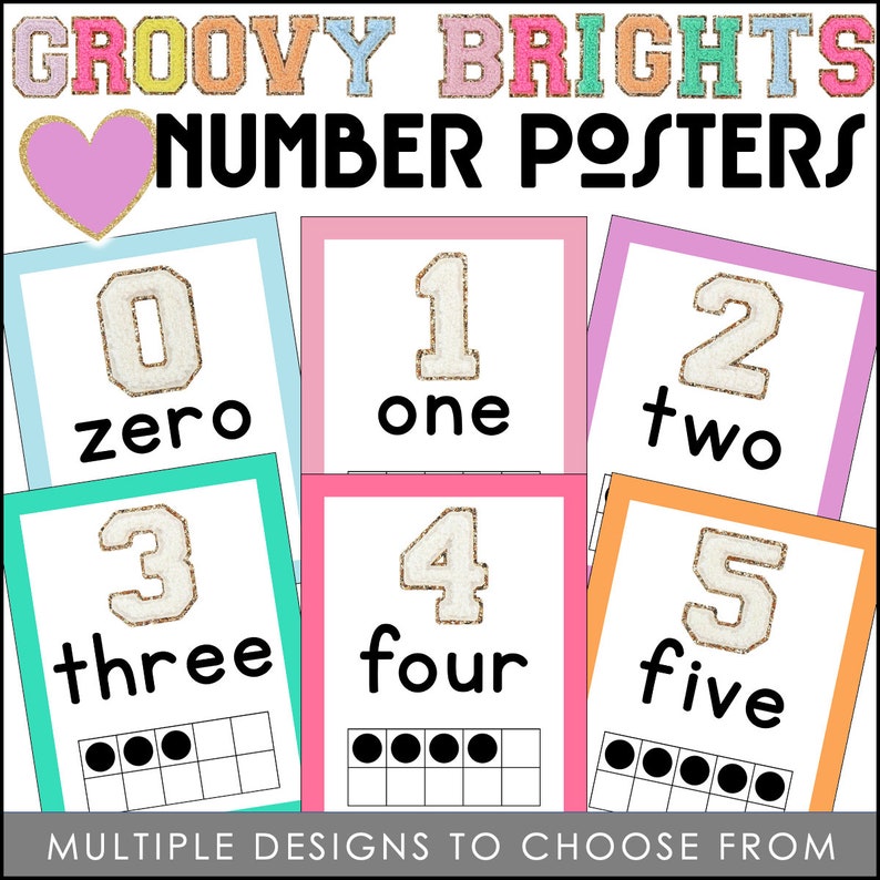 Groovy Classroom Decor | Number Posters - Etsy