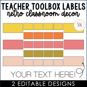 Retro Classroom Decor | Teacher Toolbox Labels - Etsy