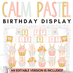 Calm Pastel Classroom Decor Birthday Display Editable - Etsy