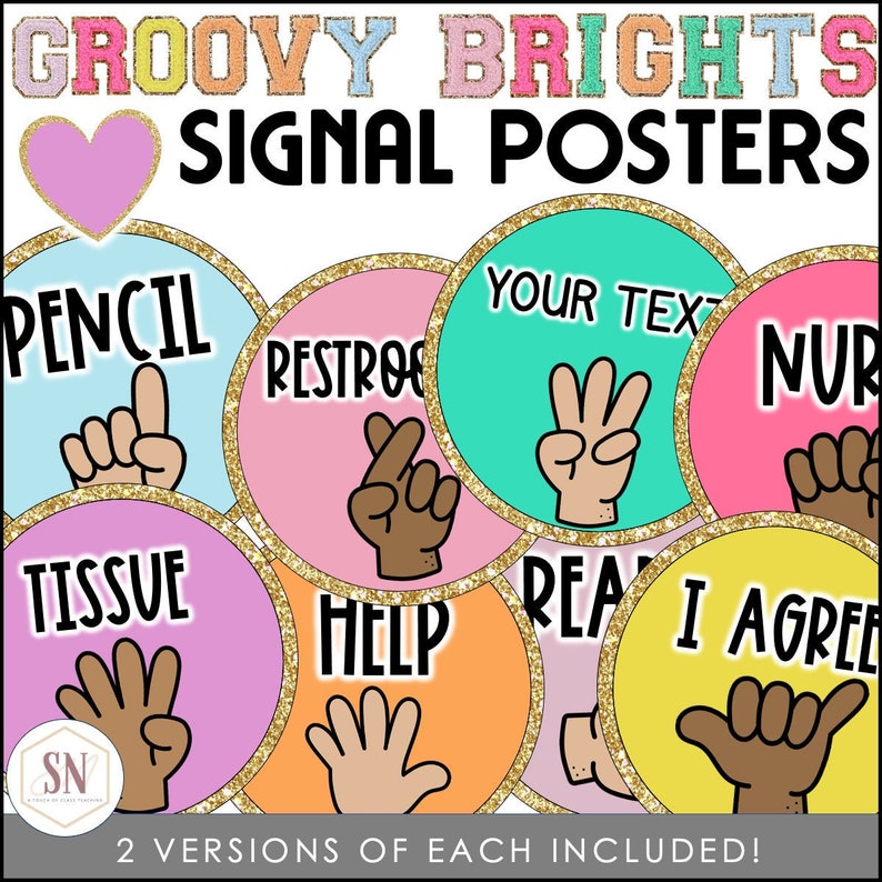 Groovy Classroom Decor Hand Signal Posters - Etsy