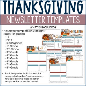 Thanksgiving Newsletter Templates - Etsy