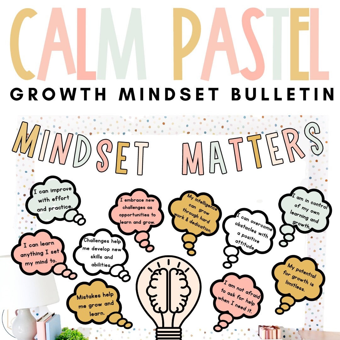 Calm Pastel Classroom Decor | Growth Mindset Bulletin Board | Editable ...