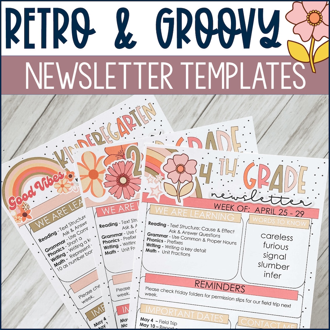Retro Classroom Newsletter Templates - Etsy