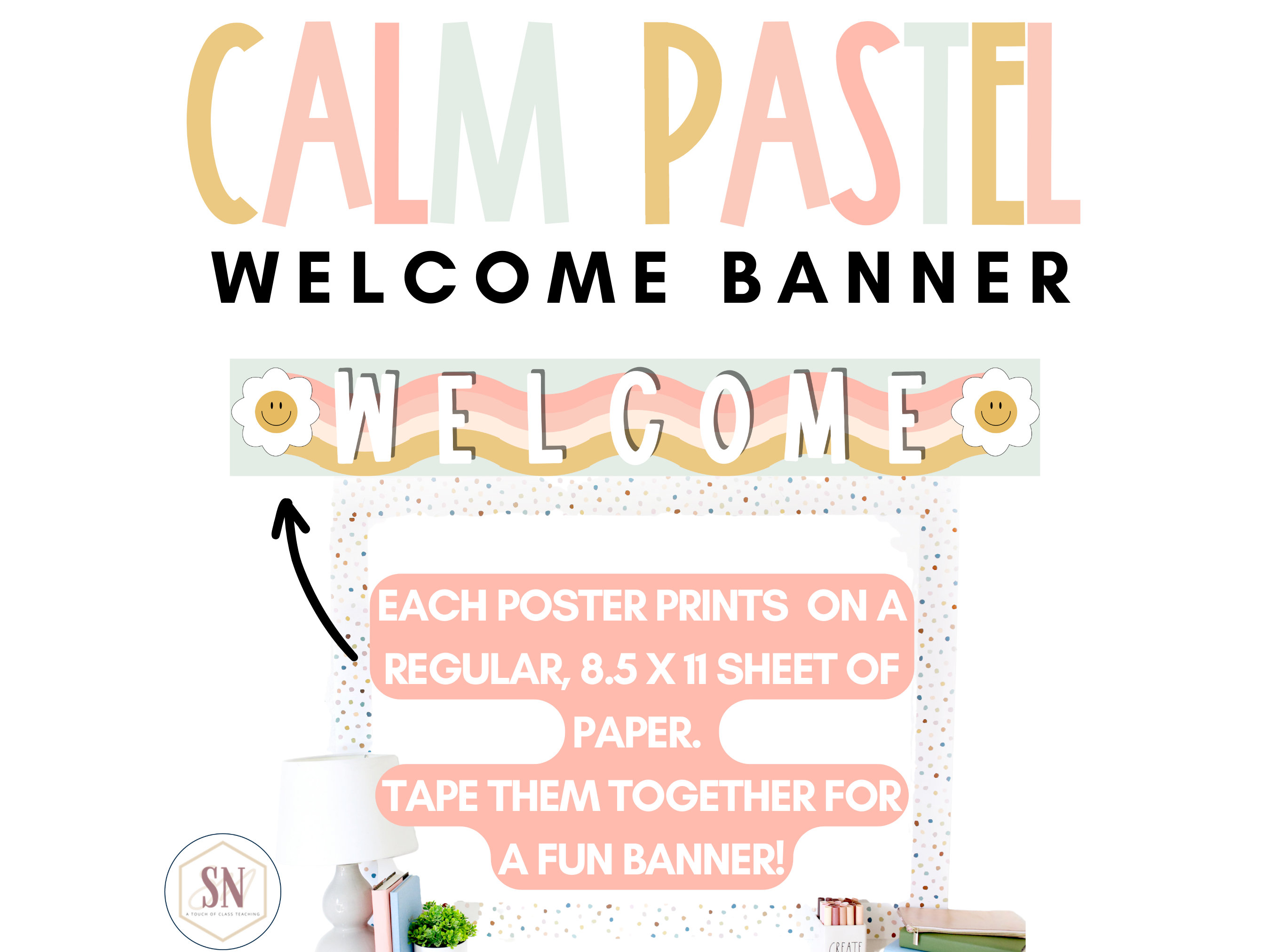 Calm Pastel Classroom Decor | Welcome Banner | Editable | - Etsy