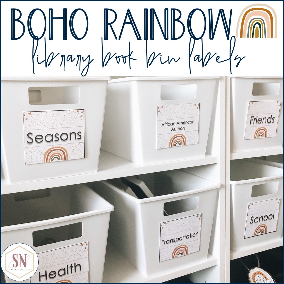 Boho Rainbow Library Book Bin Labels - Etsy Canada