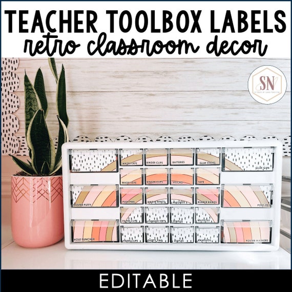 Retro Classroom Decor Teacher Toolbox Labels | Etsy