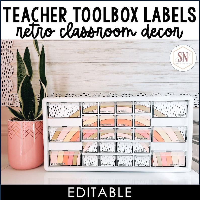 Retro Classroom Decor Teacher Toolbox Labels - Etsy
