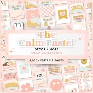 Calm Pastel Classroom Decor Bundle Editable | Ultimate Mega Classroom ...