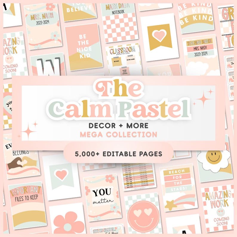 Calm Pastel Classroom Decor Bundle Editable | Ultimate Mega Classroom ...