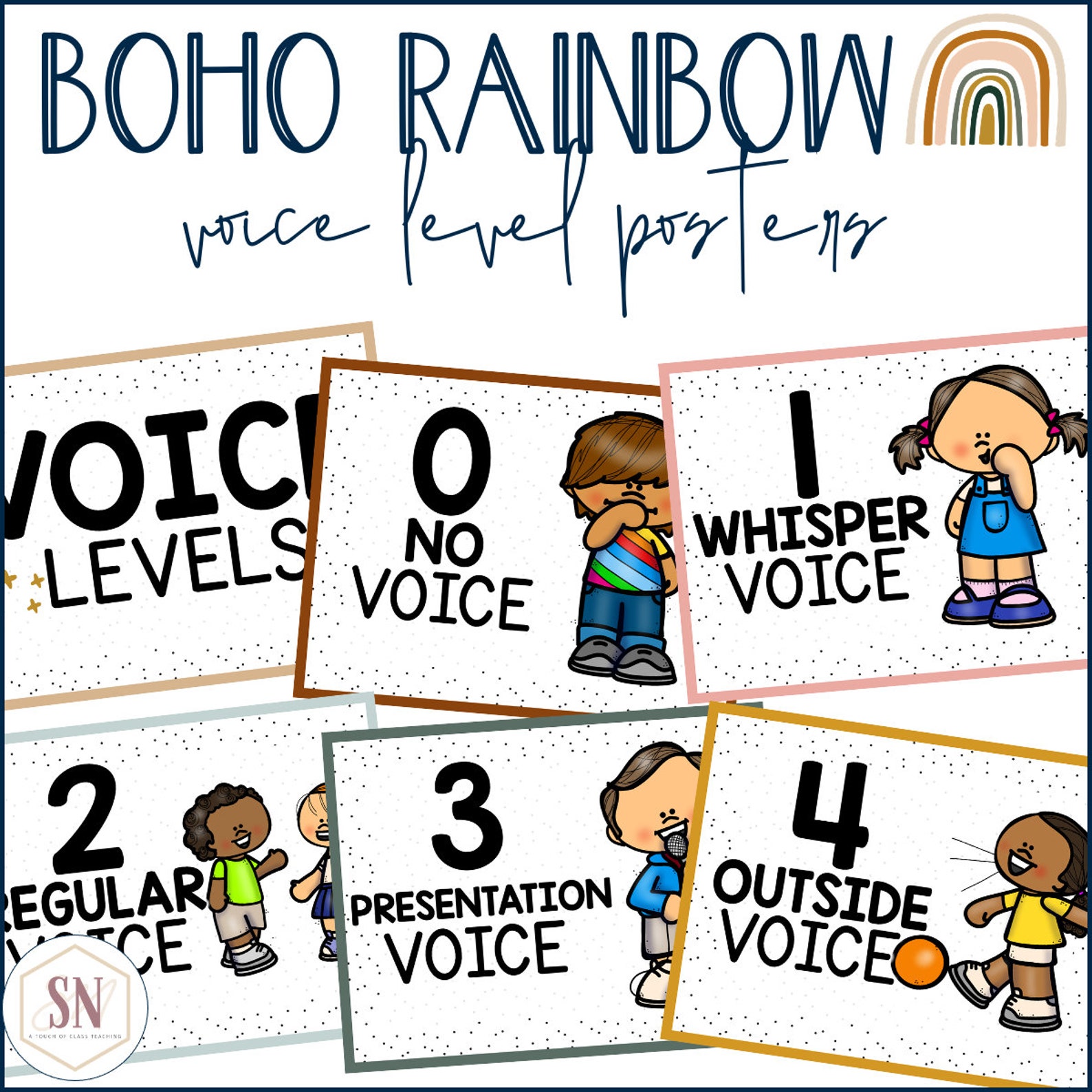 Boho Rainbow Voice Level Chart - Etsy