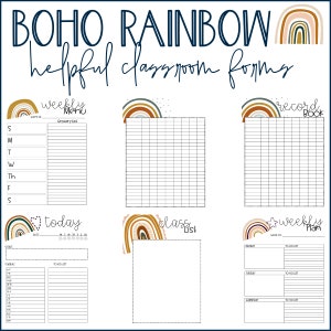Boho Rainbow Binder Covers, Helpful Forms & Calendar - Etsy