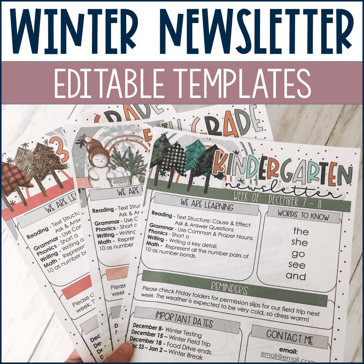 Winter Newsletter Templates - Etsy