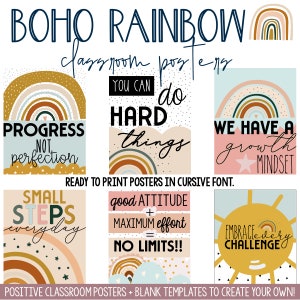 Boho Rainbow Classroom Posters - Etsy