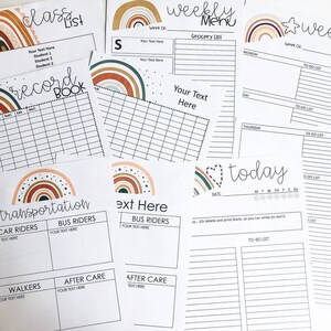 Boho Rainbow Binder Covers, Helpful Forms & Calendar - Etsy