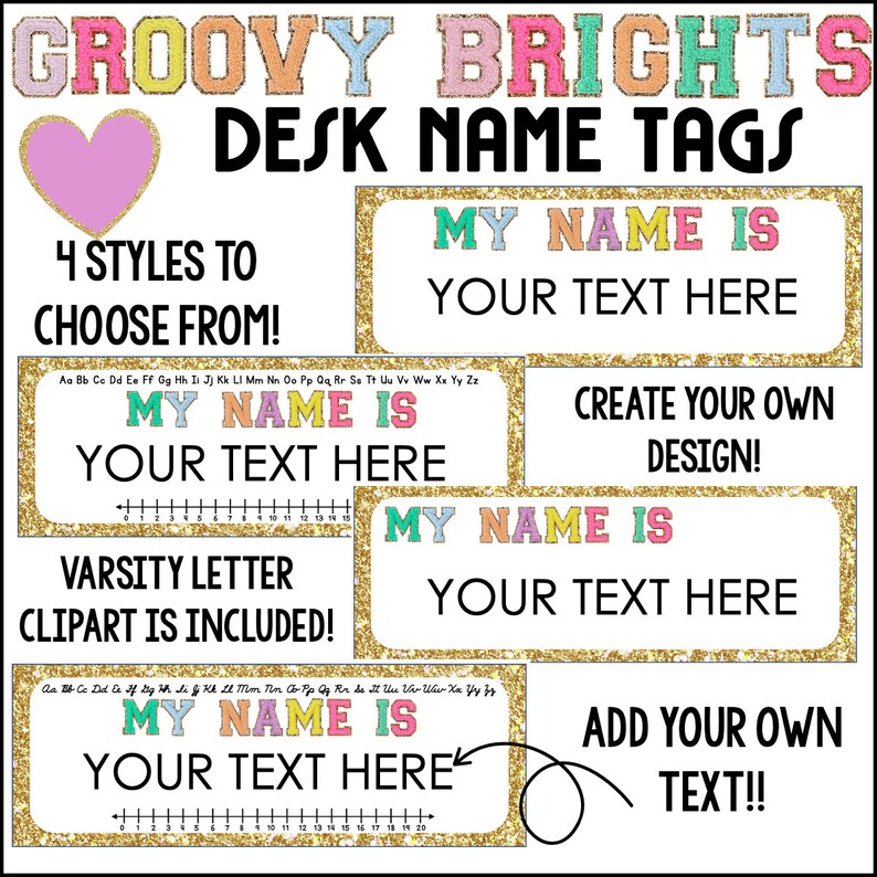 Groovy Classroom Decor Desk Name Plates - Etsy