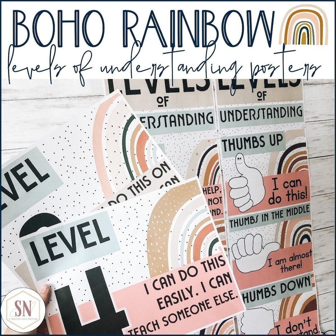 Boho Rainbow Levels of Understanding Posters - Etsy
