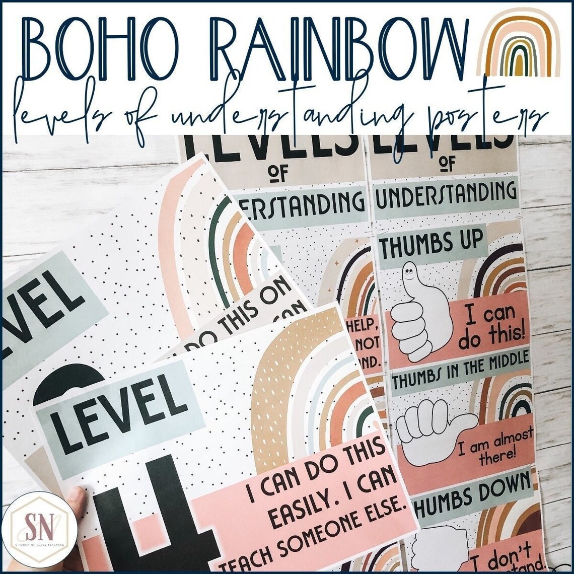 Boho Rainbow Levels of Understanding Posters - Etsy