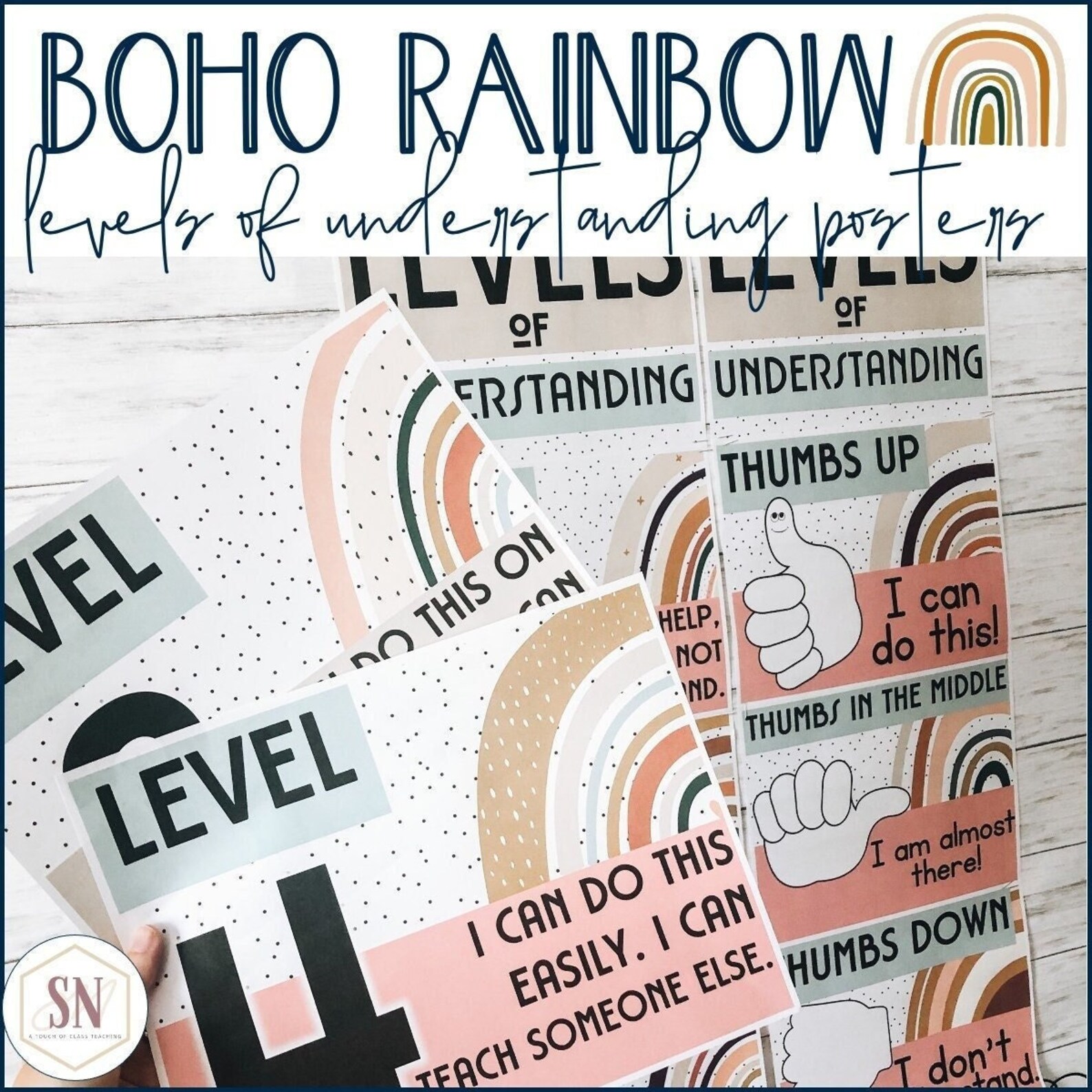 Boho Rainbow Levels of Understanding Posters - Etsy