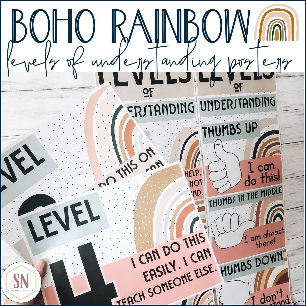 Boho Rainbow Levels of Understanding Posters - Etsy