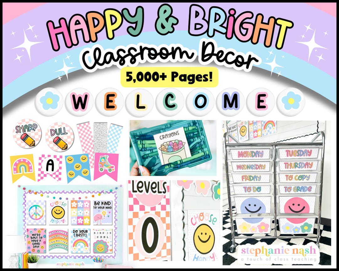 Bright Classroom Decor Bundle | Retro Classroom Decor | Groovy ...