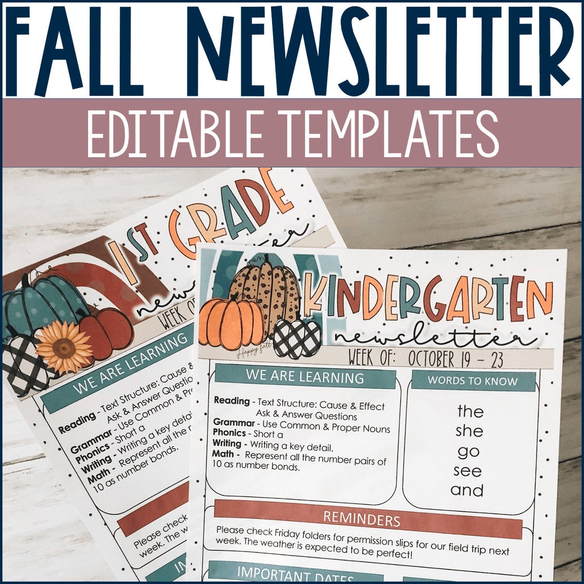 Fall Newsletter Templates | Etsy
