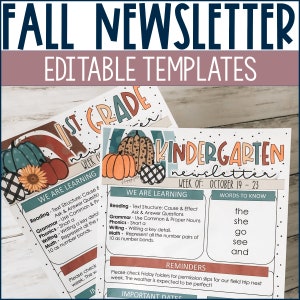 Fall Newsletter Templates - Etsy