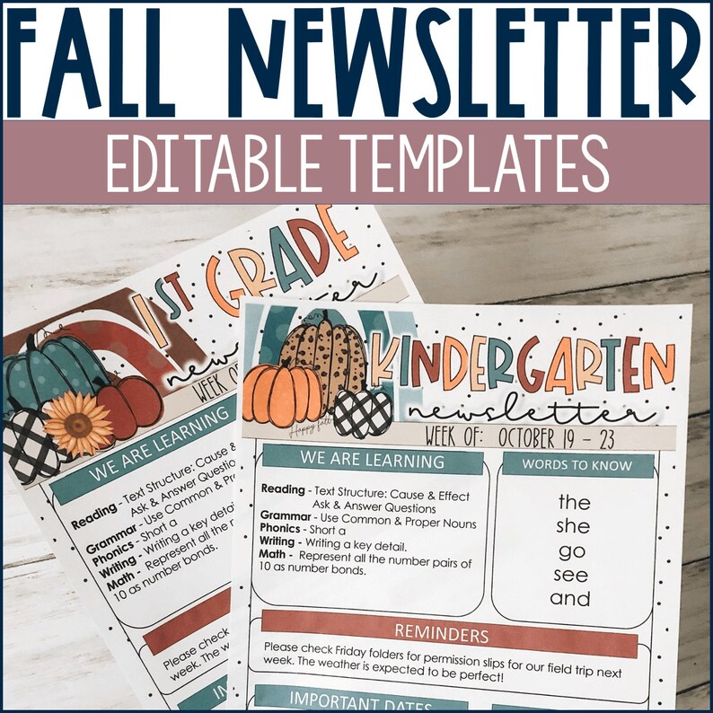 Fall Newsletter Templates - Etsy