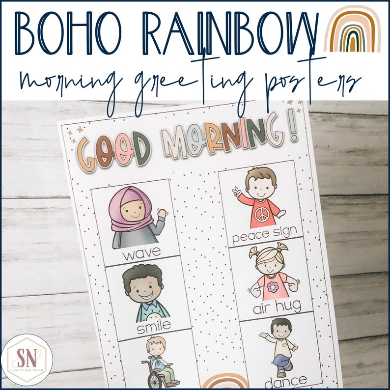 Boho Rainbow Morning Greeting Posters | Etsy
