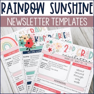 Rainbow Newsletter Templates - Etsy
