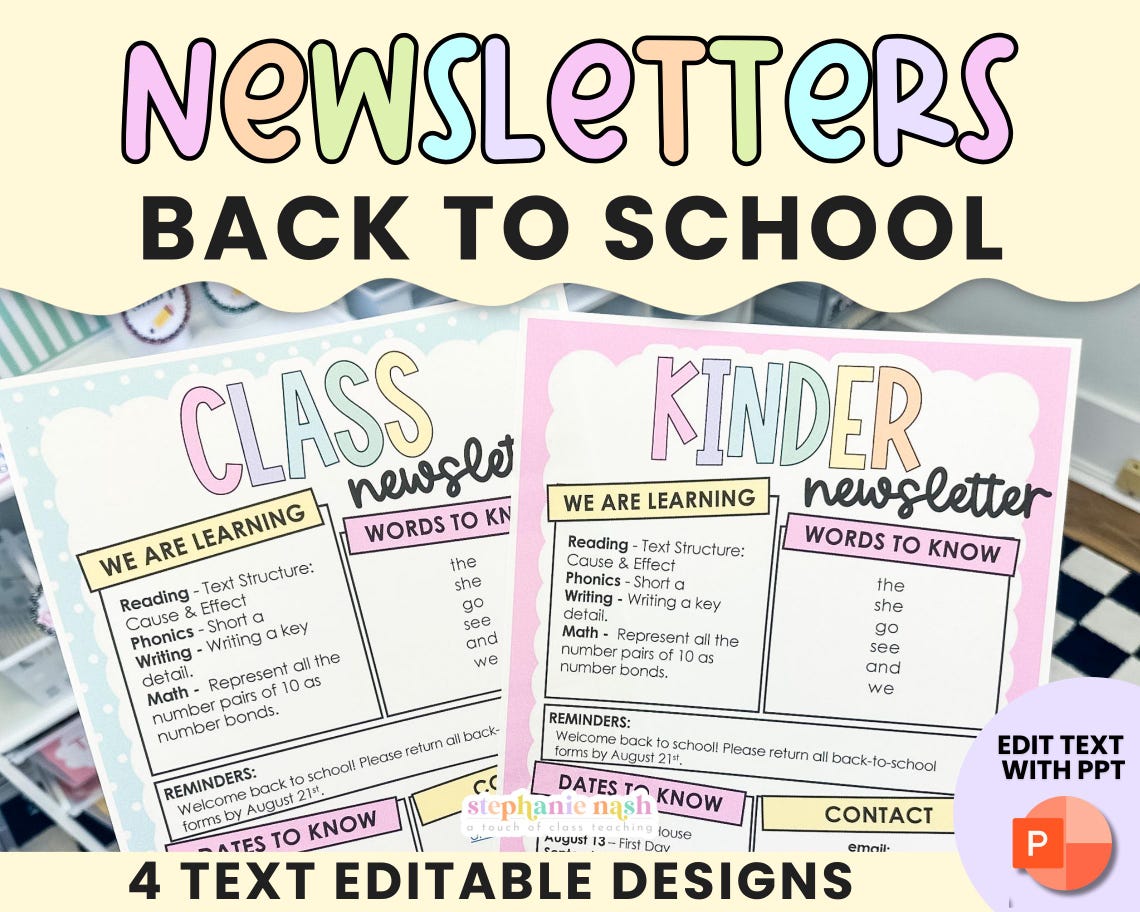 Back to School Newsletters | Editable Newsletter Templates | Classroom ...