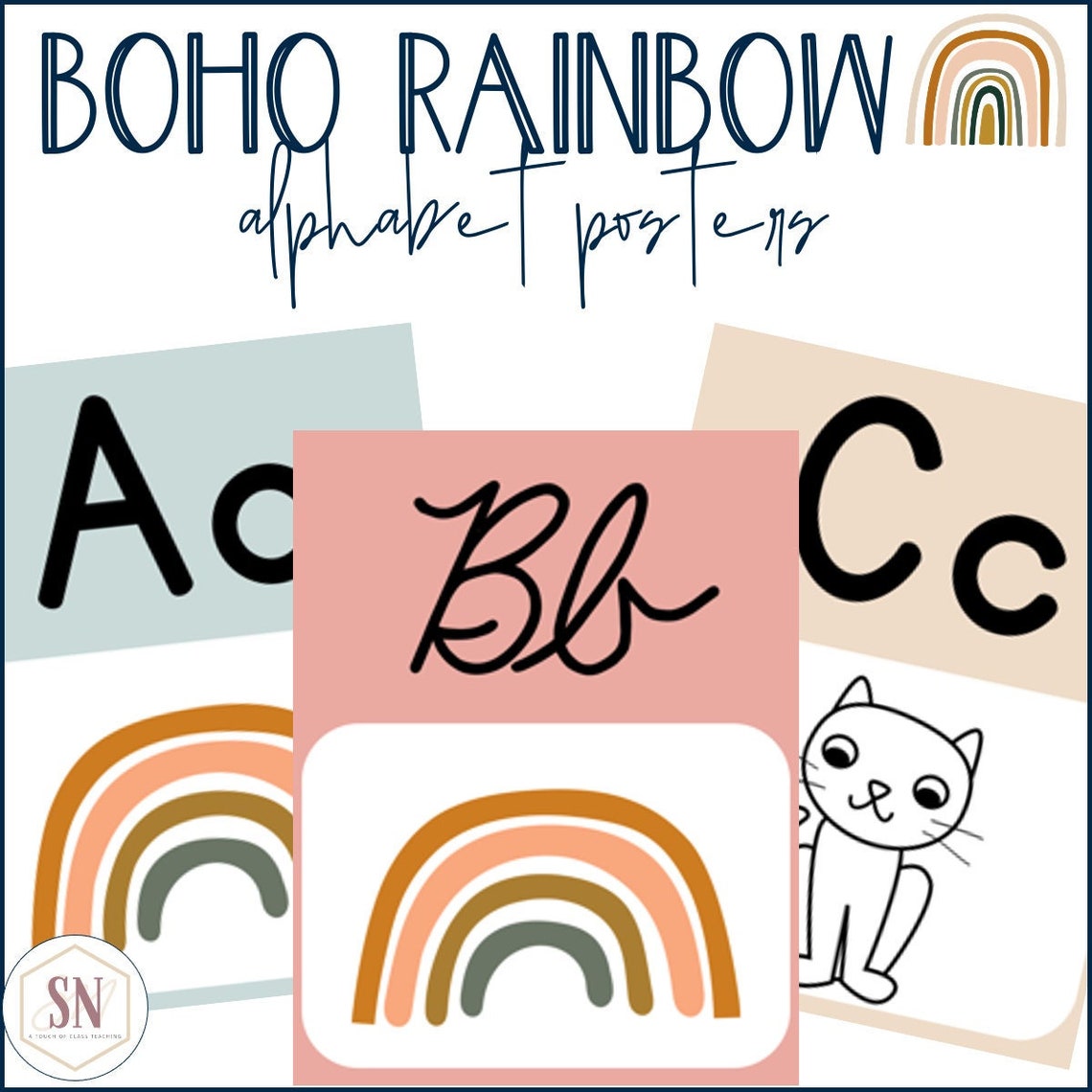 Boho Rainbow Alphabet Posters - Etsy