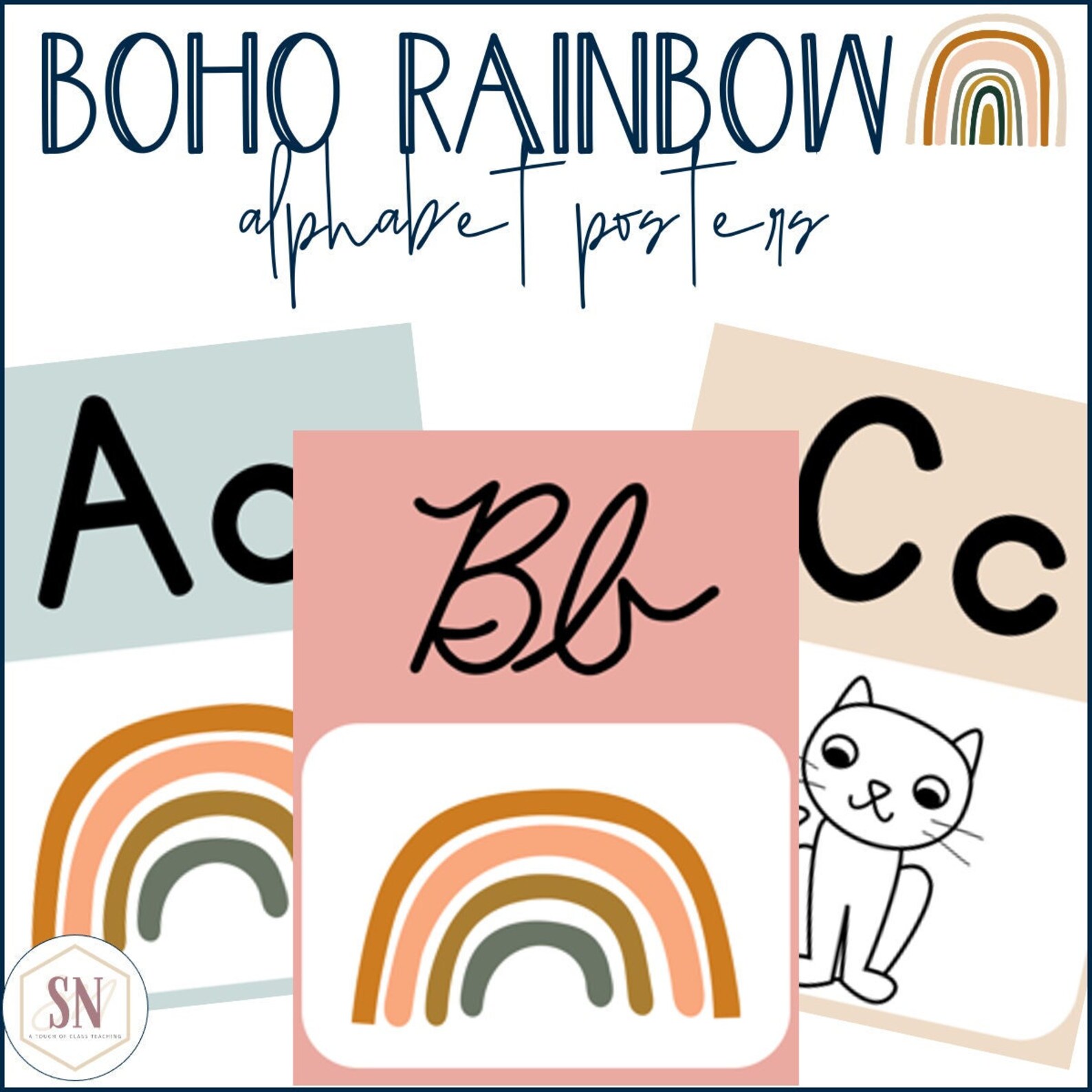 Boho Rainbow Alphabet Posters - Etsy