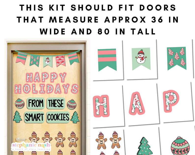 Christmas Door Decor | December Door Decor | Editable | Happy Holidays ...