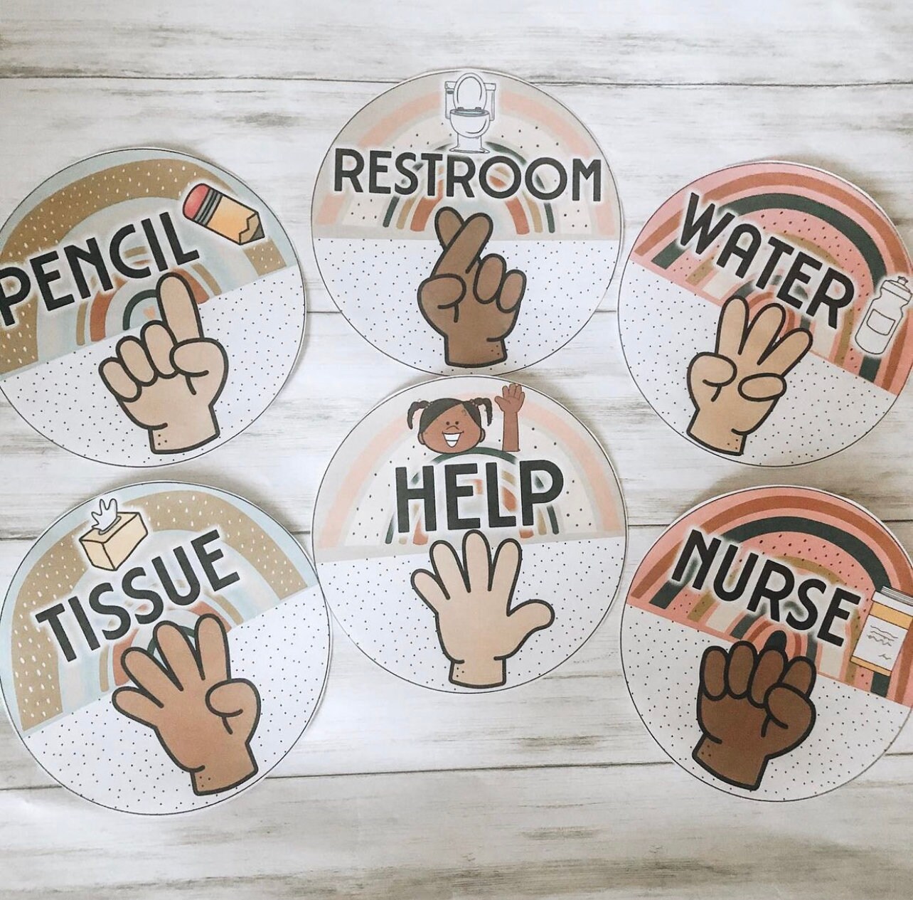 Boho Rainbow Hand Signal Posters - Etsy