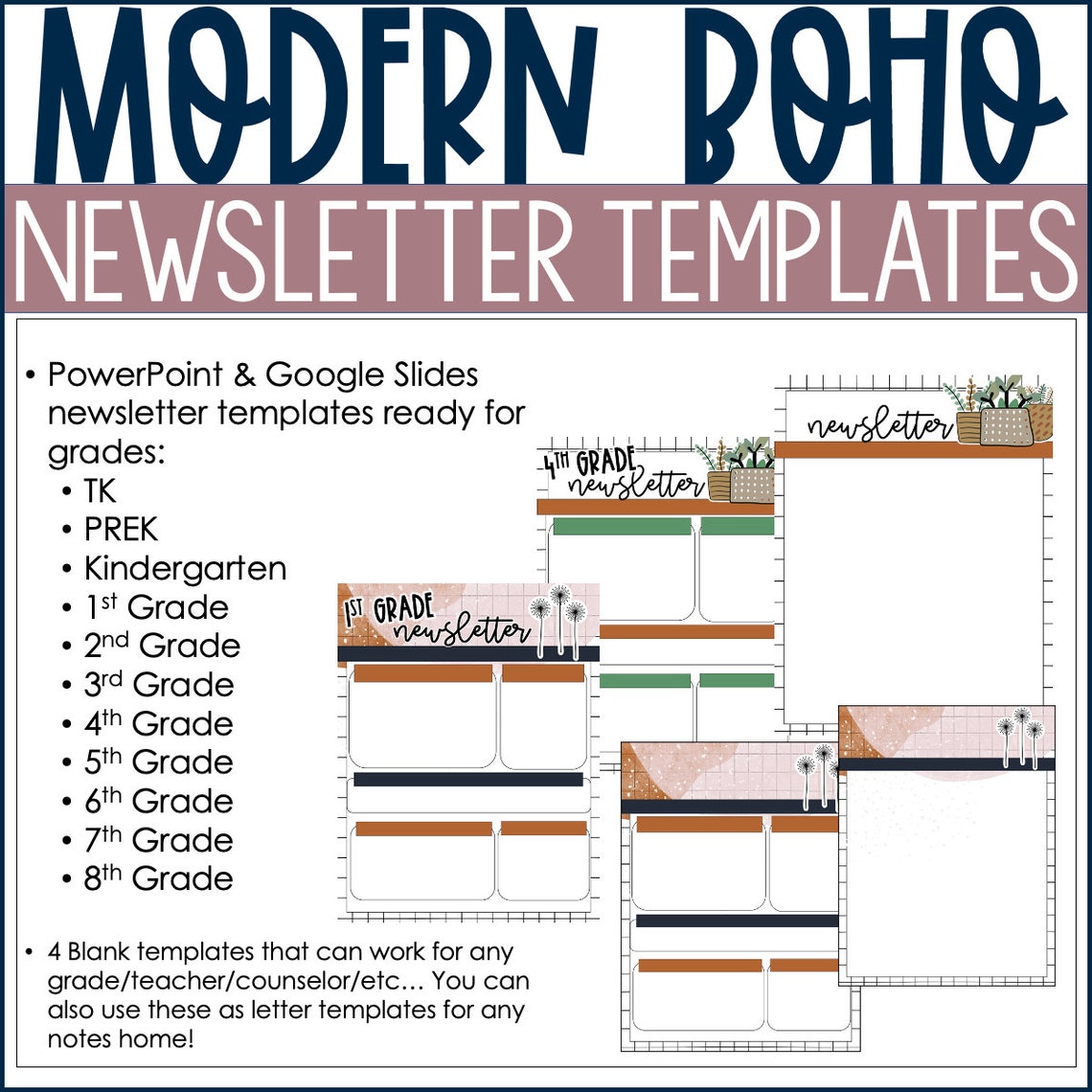 Modern Boho Newsletter Templates - Etsy