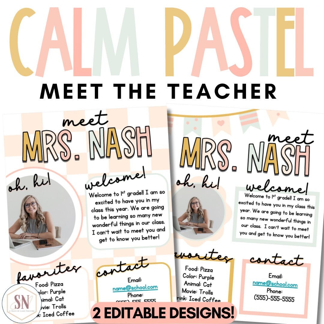 Calm Pastel Classroom Decor | Meet the Teacher Templates | Editable ...