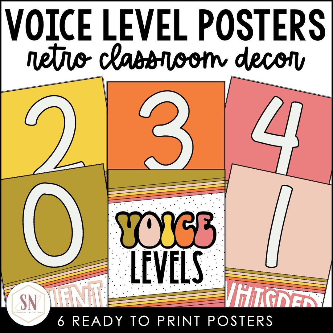 Retro Classroom Decor Elementary | Voice Level Classroom Posters - Etsy
