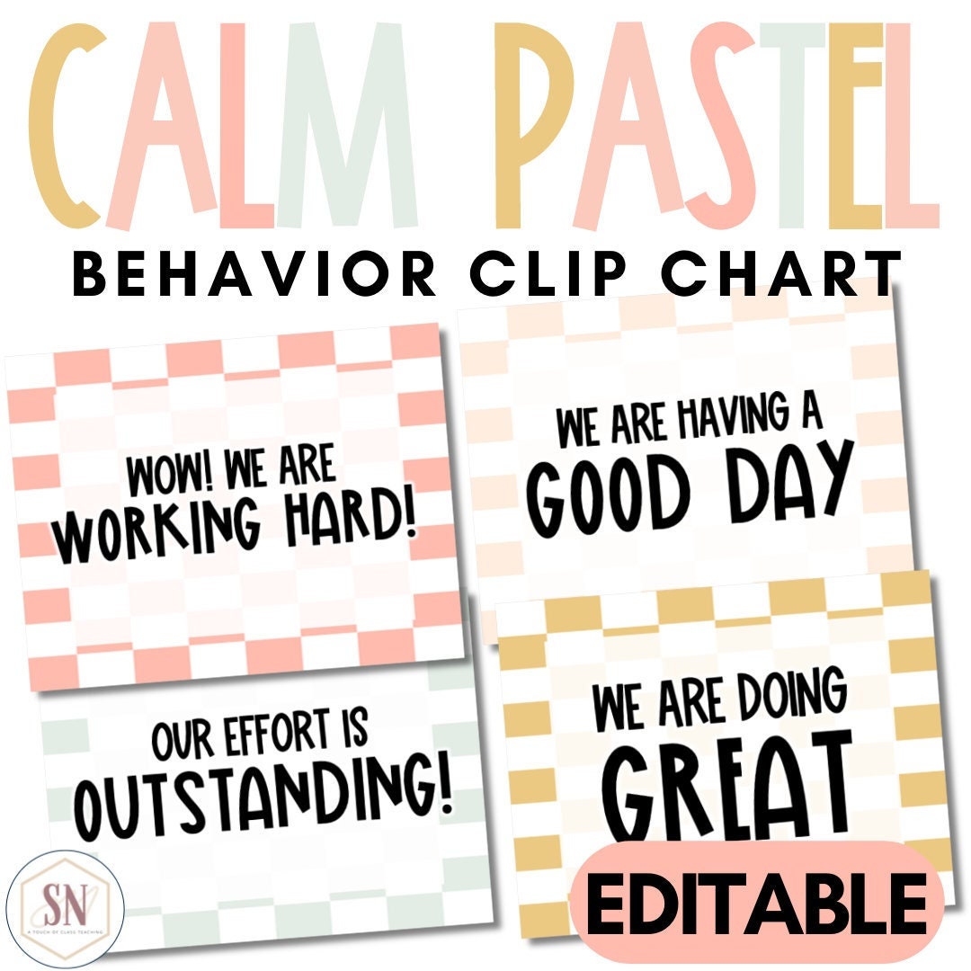 Calm Pastel Classroom Decor | Behavior Clip Chart | Editable | *NEW - Etsy