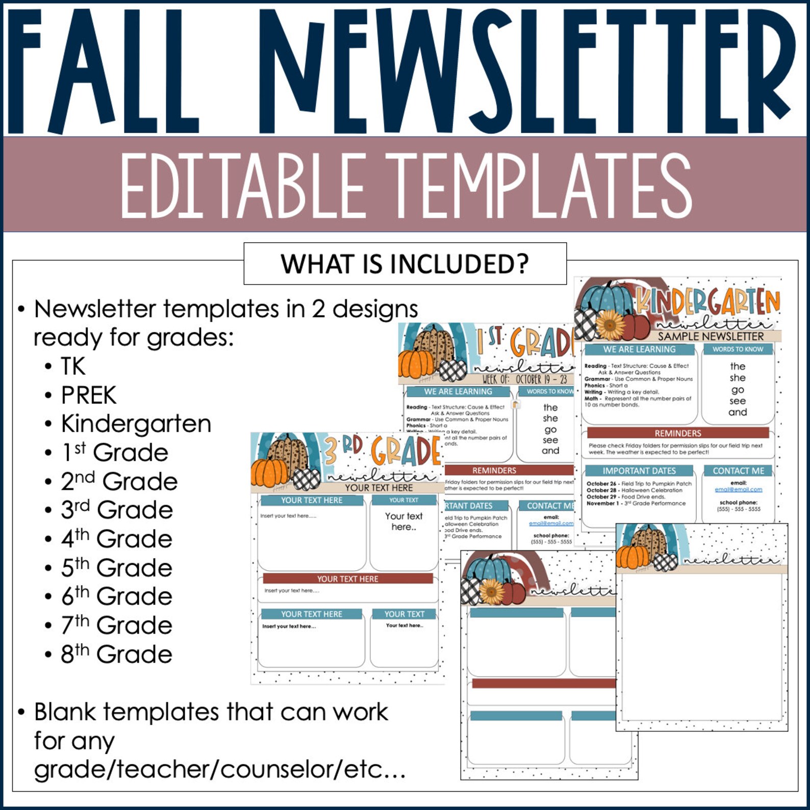 Fall Newsletter Templates | Etsy